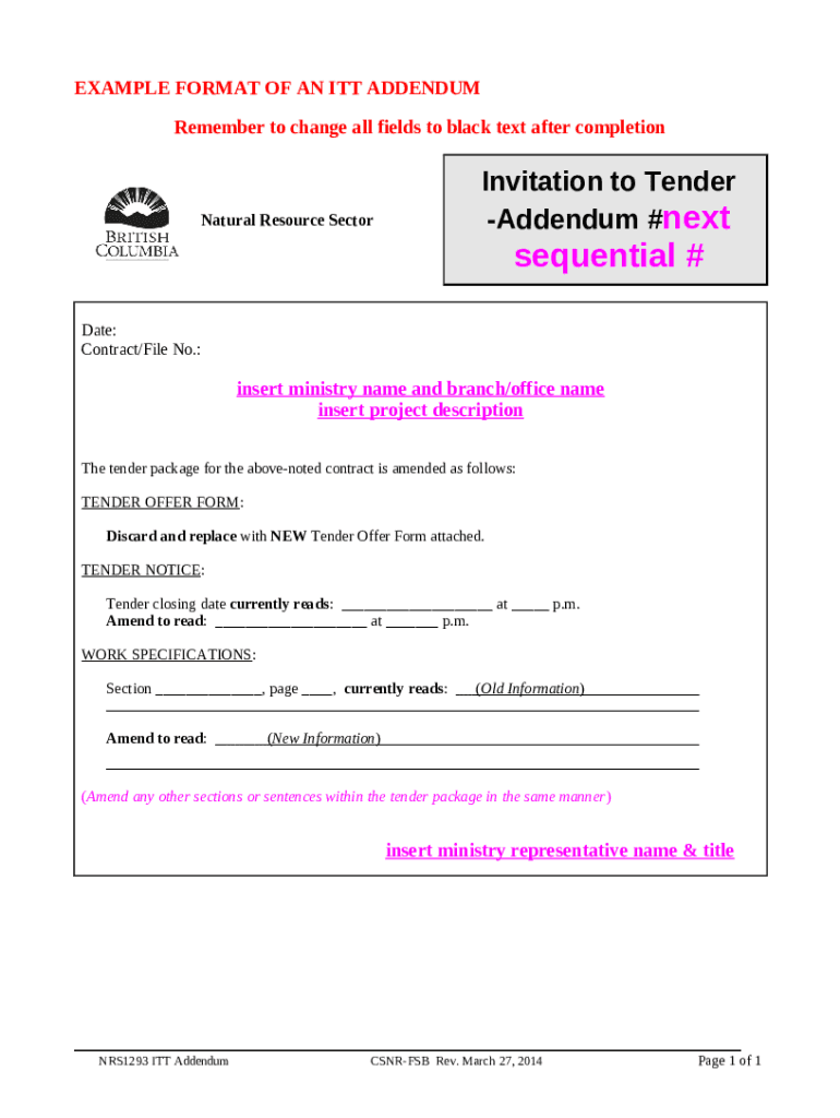 EXAMPLE AT OF ADDENDUM - Gov Doc Template | pdfFiller
