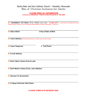 Fillable Online Rite of Christian Initiation for Adults - cloudfront ...