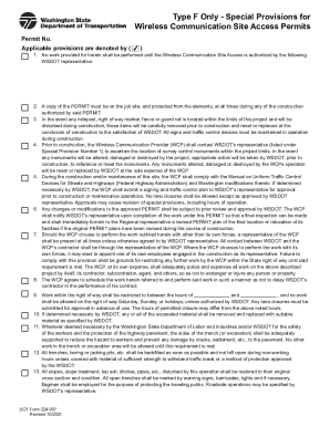 Fillable Online wsdot wa DOT Form 224-007 Type F Only - Special ...