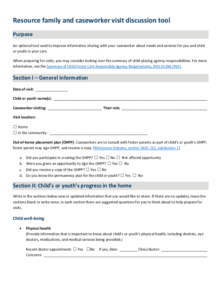 Fillable Online www.facs.nsw.gov.aufamiliescaseworker-visitsWhen a ...