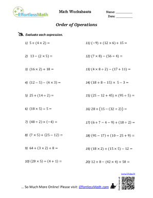 Fillable Online Order of Operations.pdf - Math Worksheets Name:Date ...