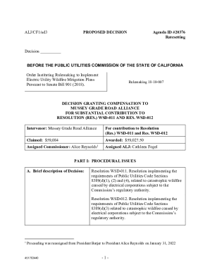 Fillable Online docs cpuc ca - 1 - ALJ/CF1/nd3 PROPOSED DECISION Agenda ...