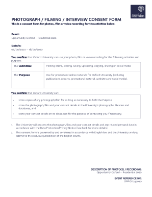 Fillable Online PHOTOGRAPH / FILMING / INTERVIEW CONSENT FORM ...