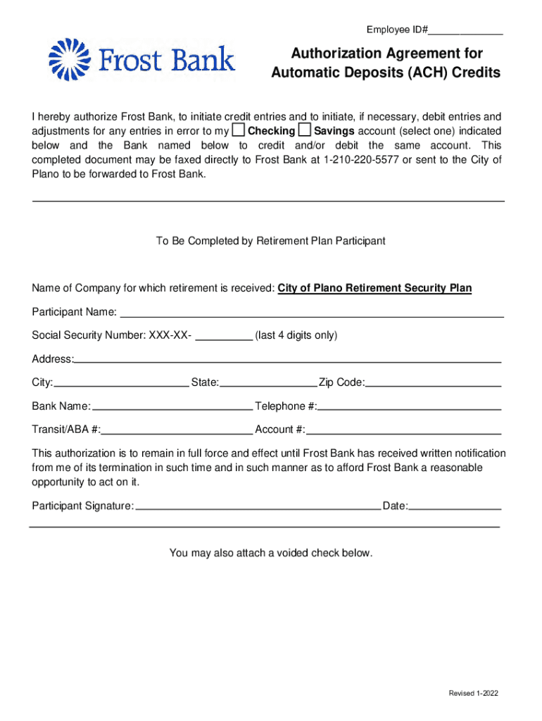 Fillable Online Authorization Agreement for Automatic Deposits (ACH) Credits (PDF) Fax Email ...