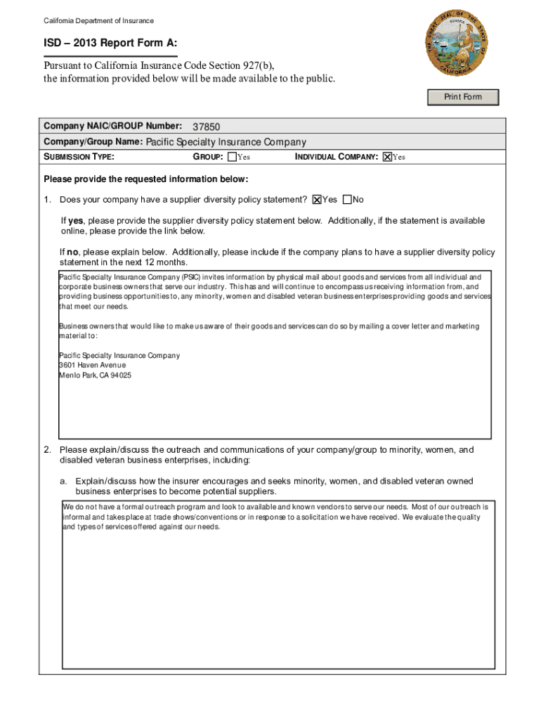 Fillable Online cdiapps.insurance.ca.govCRIMSpublicformConsumer ...