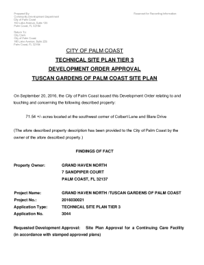 Fillable Online CITY OF PALM COAST TECHNICAL SITE PLAN TIER 3 ... Fax ...