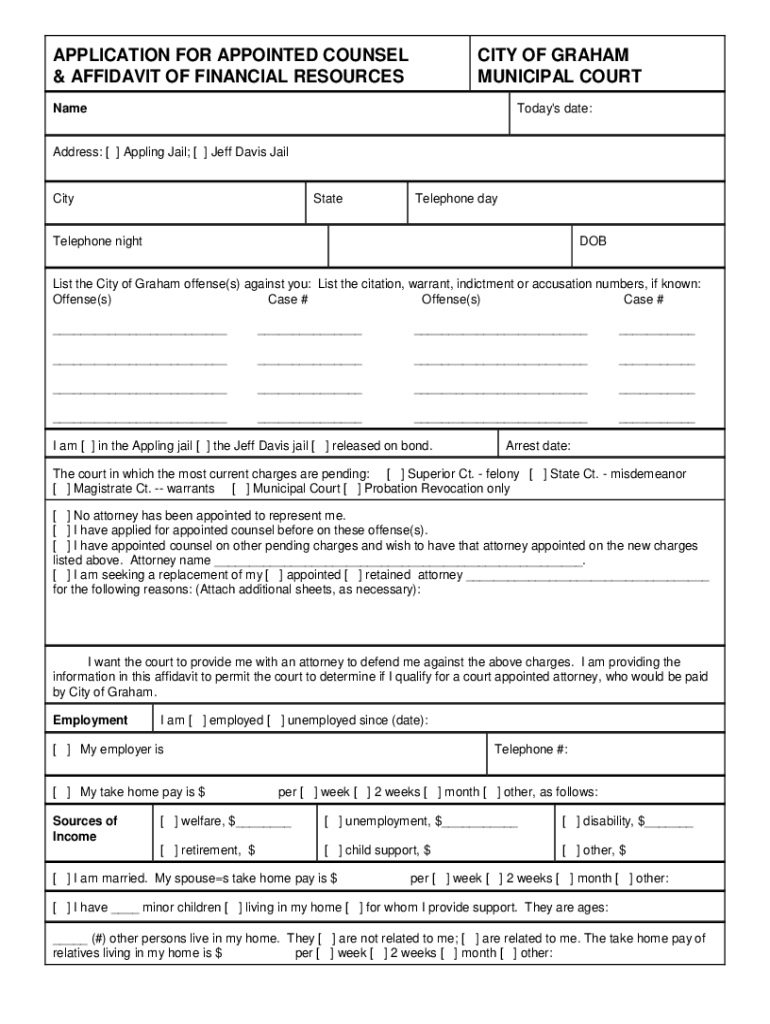 Fillable Online Justia :: Application For Appointed Counsel And Affidavit Of Financial ... Fax ...