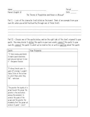 Fillable Online The Theme of Reputation and Honor in Beowulf P Fax ...