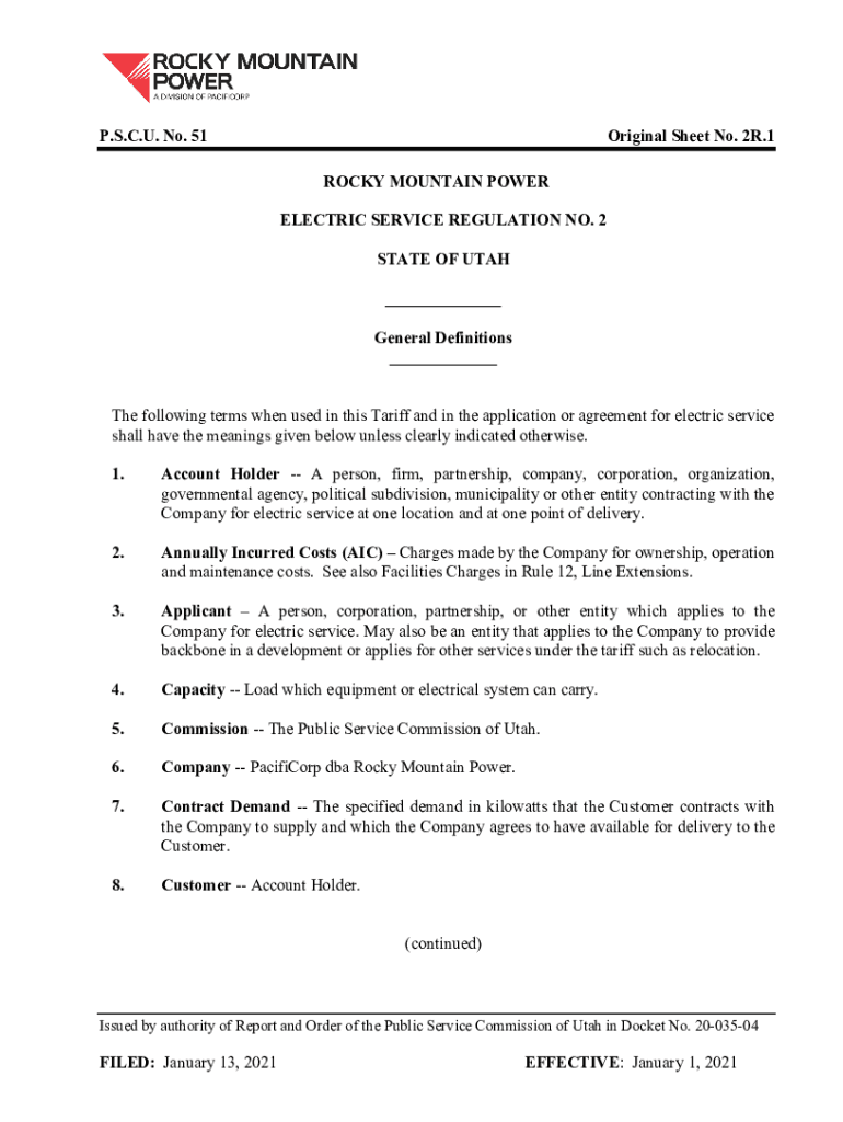 Fillable Online P.S.C.U. No. 51 Original Sheet No. 2R.1 FILED Fax Email ...