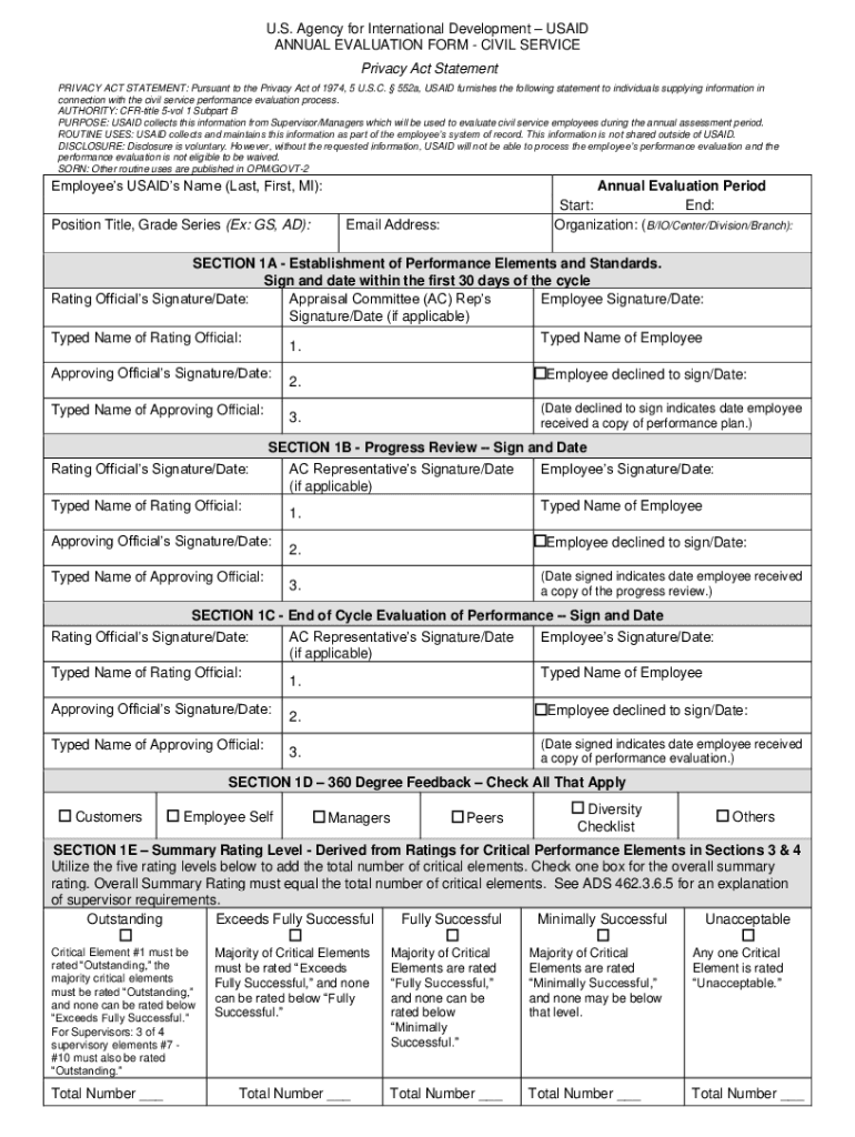 Fillable Online Annual Evaluation Form - Civil Service. Annual ...
