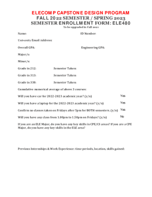 Fillable Online ELECOMP Capstone Fall 2022 Enrollment Form Fax Email Print - pdfFiller