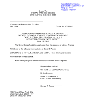 Fillable Online www.prc.govdocs40Postal Rate Commission Before The POSTAL RATE COMMISSION ...