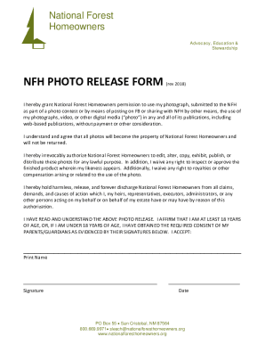 Fillable Online NFH PHOTO RELEASE FORM (rev 2018) Fax Email Print ...