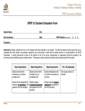 Fillable Online SPEP 2-5 Student Evaluation Form Fax Email Print ...