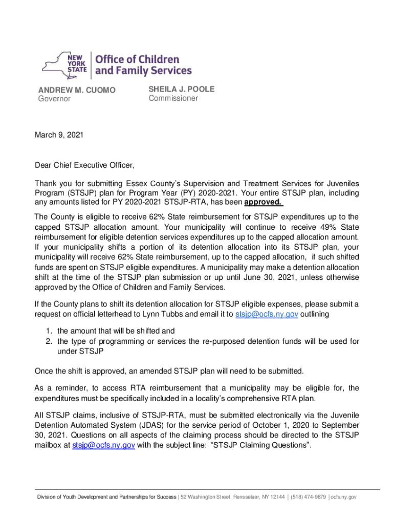 Fillable Online ocfs ny it.ocfs.ny.gov programs youthSupervision and Treatment Services for ...