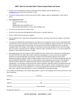 Fillable Online IAPD "Give Us Your Best Shot" Photo Contest Rules and ...