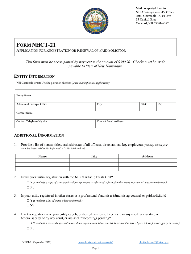 Fillable Online FORM NHCT-21 - NH Department of Justice Fax Email Print ...