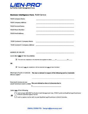 Fillable Online www.lien-pro.comPDFbc-lien-form-rush-acBusiness Intelligence Form RUSH Service ...