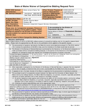 Fillable Online www.maine.gov governor millsState of Maine Waiver of Competitive Bidding Request ...