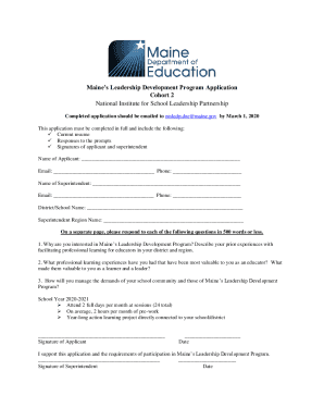 Fillable Online Maine's Leadership Development Program Application ...