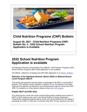 Fillable Online Child and Adult Care Food Programs Bulletins - Child ...