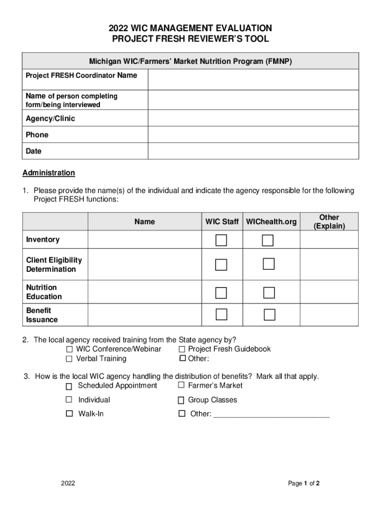 Fillable Online www.michigan.govdocumentsmdhhs2022 WIC MANAGEMENT ...