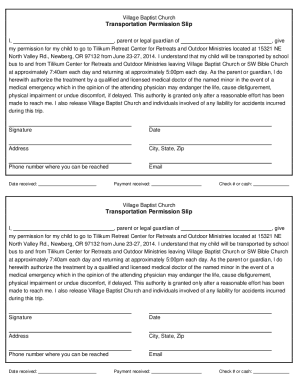 Fillable Online 20 Free Permission Slip Templates & Field Trip Forms20 ...