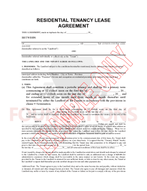 Fillable Online Residential Tenancy AgreementFree Residential Tenancy ...