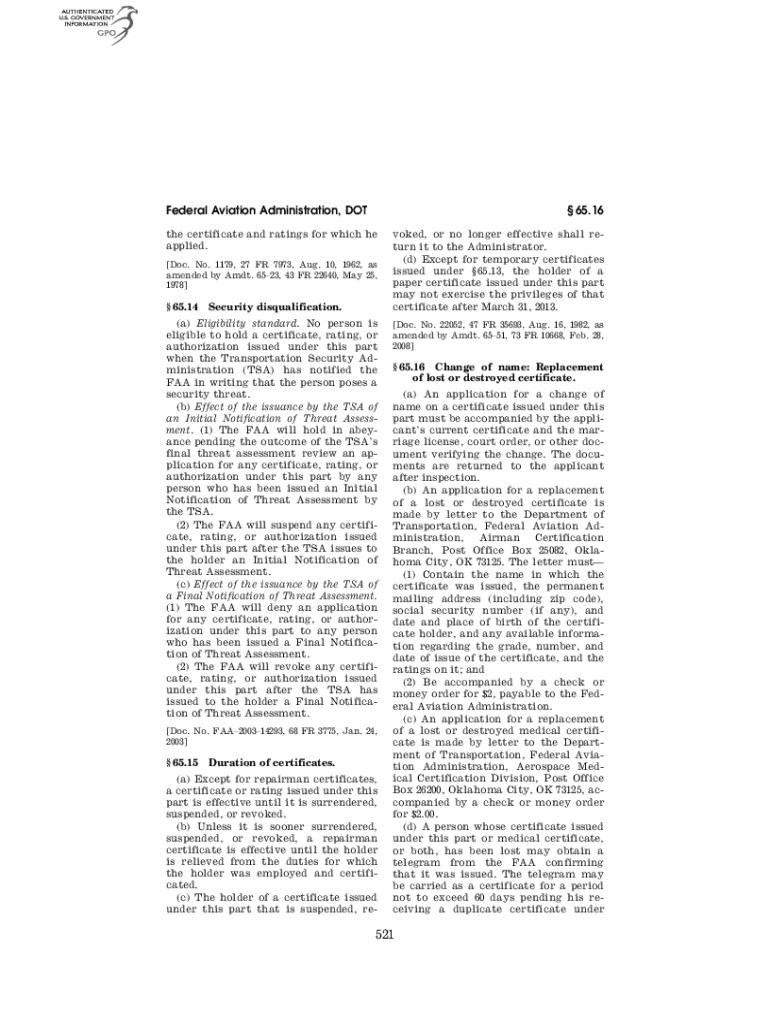 Fillable Online www.ecfr.gov current title-14eCFR :: Title 14 of the ...