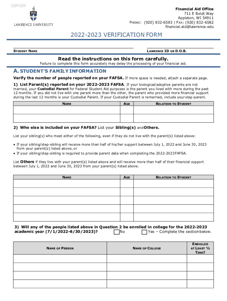 Fillable Online 2223 Dependent Verification Form.docx Fax Email Print ...