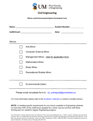 Fillable Online Minors and Environmental Option Declaration Form Fax ...