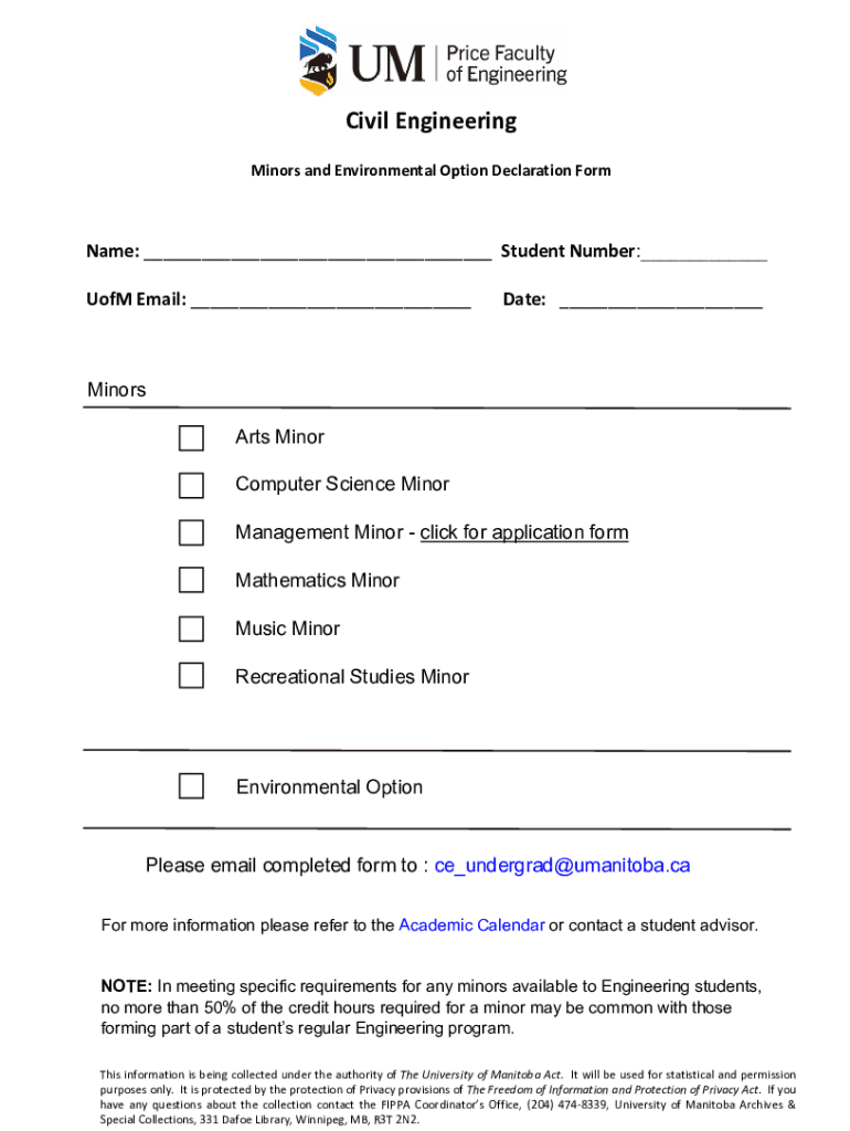 Fillable Online Minors and Environmental Option Declaration Form Fax ...