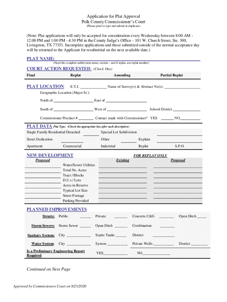 Fillable Online fill.ioMajor-Final-Plat-ApplicationFillable Major Final Plat Application (Polk ...