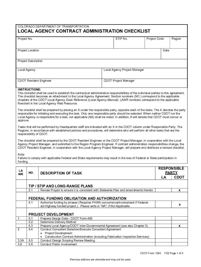 Fillable Online drcog.orgresources747397CDOT Form 1243 - Local Agency ...
