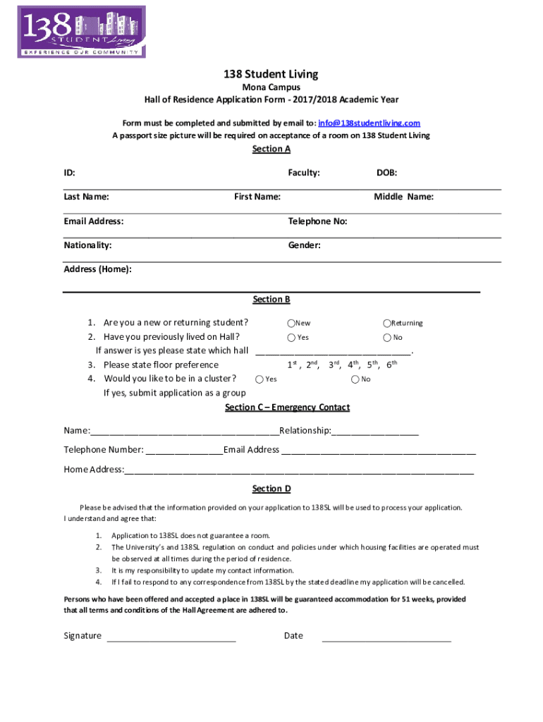 Fillable Online 138 Student Living - University of the West Indies Fax Email Print - pdfFiller