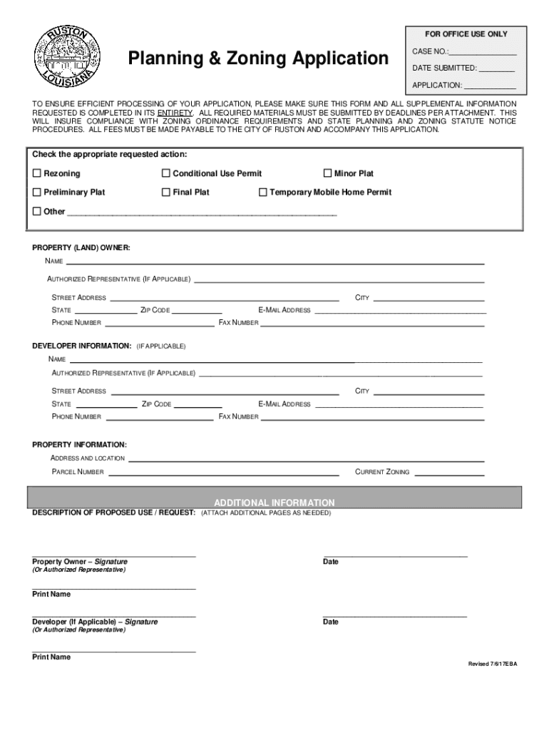 Fillable Online FOR OFFICE USE ONLY Planning & Zoning CASE NO ...
