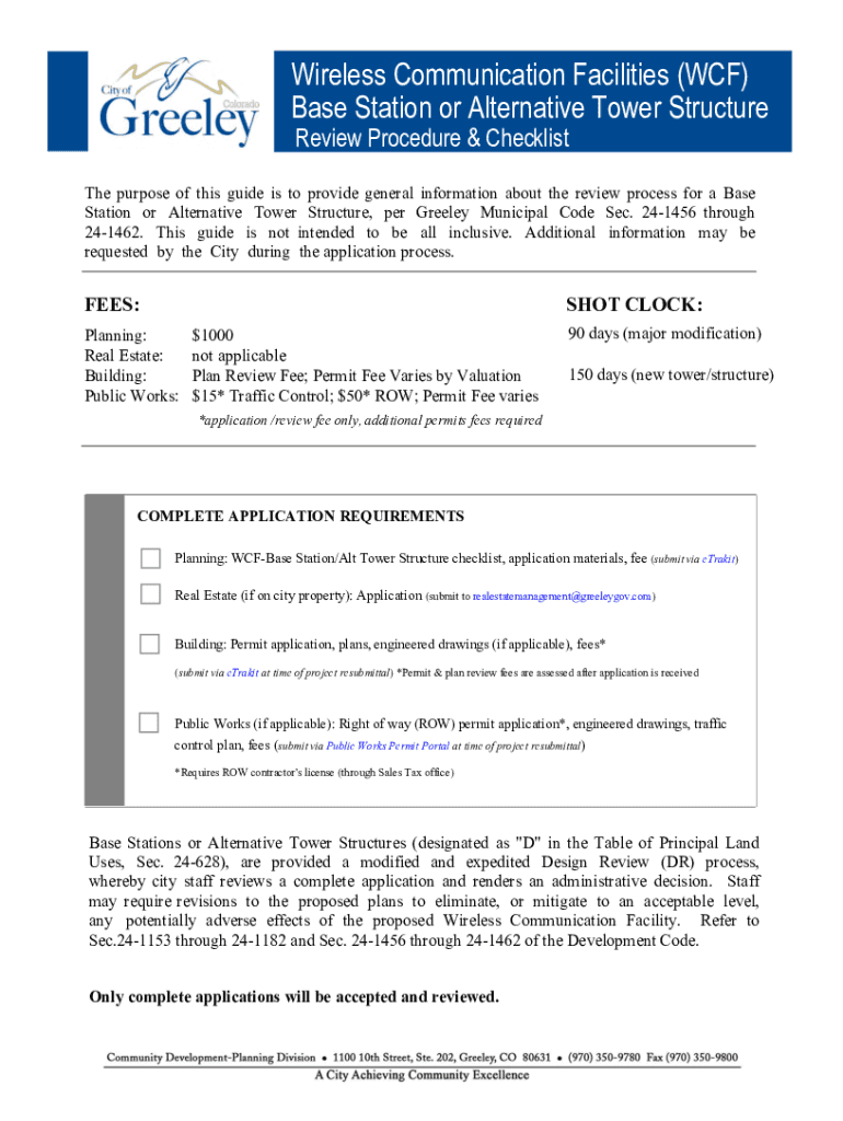 Fillable Online Wireless Communication Facilities (WCF) Base Station or Alternative ... Fax ...