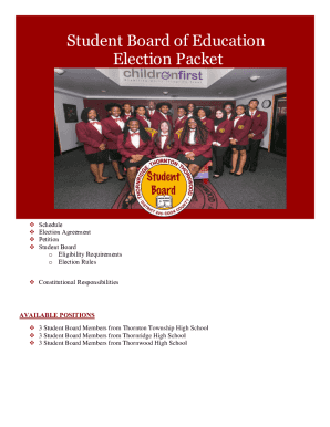 Fillable Online Student Board of Education Election Packet - New Law ...