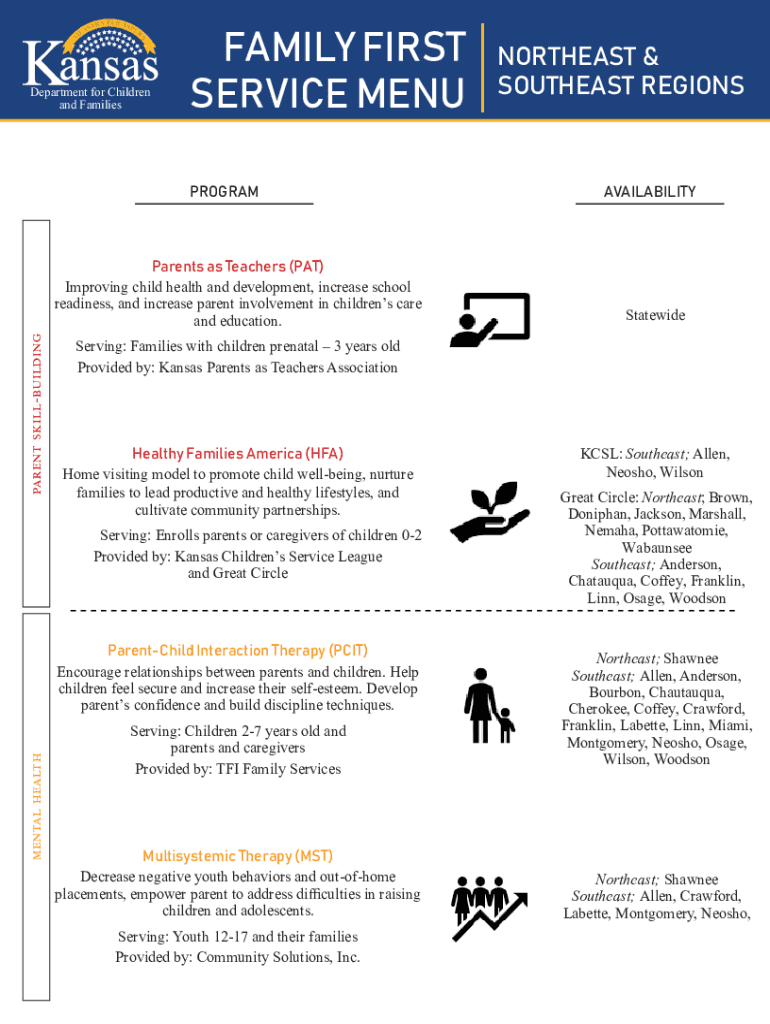 Fillable Online FAMILY FIRST KANSAS CITY SERVICE MENU REGION Fax Email ...