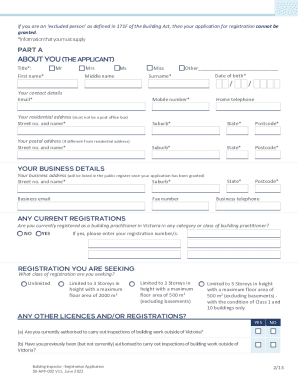 Fillable Online Building Inspector - Registration Application Form ...