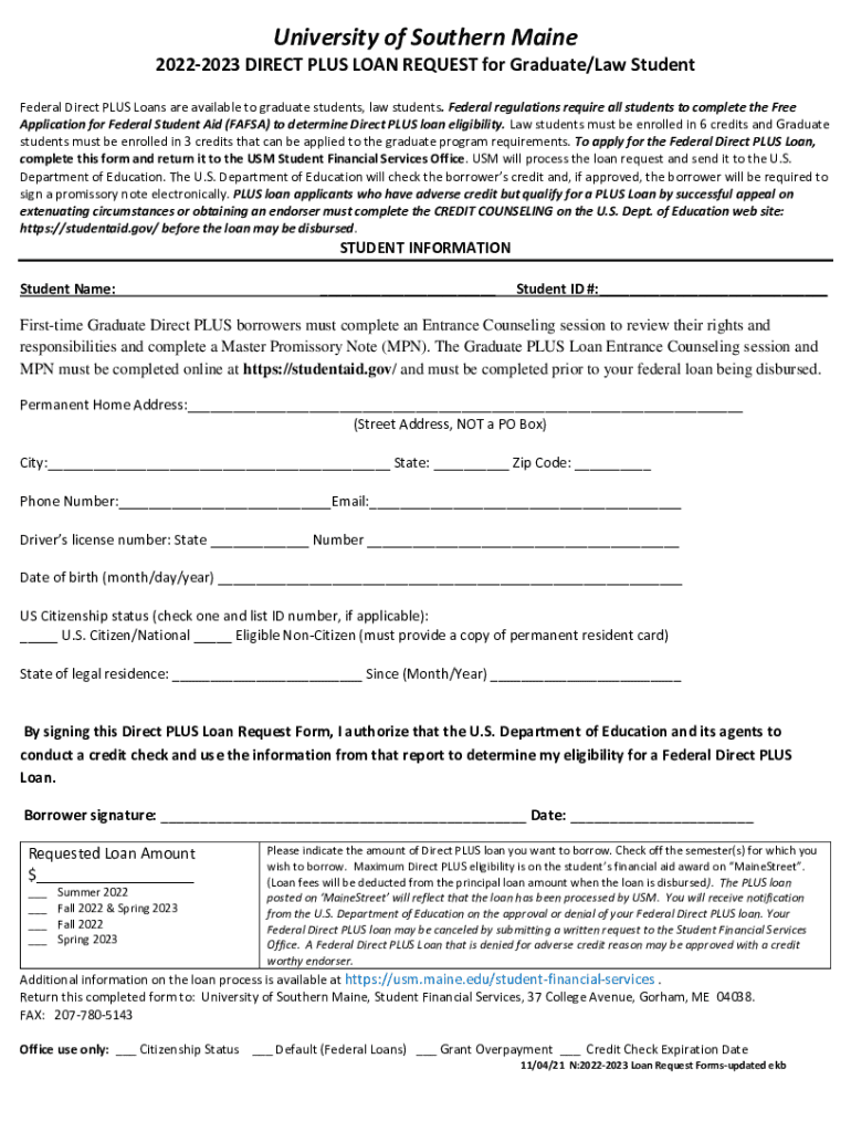 Fillable Online usm maine usm.maine.edusitesdefault2022-2023 DIRECT ...