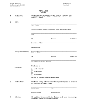 Fillable Online FORM A: BID (See B9) 1. Contract Title ACCESSIBILITY ...