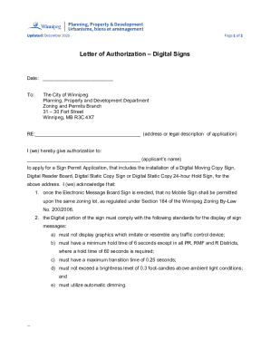 Fillable Online Letter of Authorization Digital Signs - City of ...