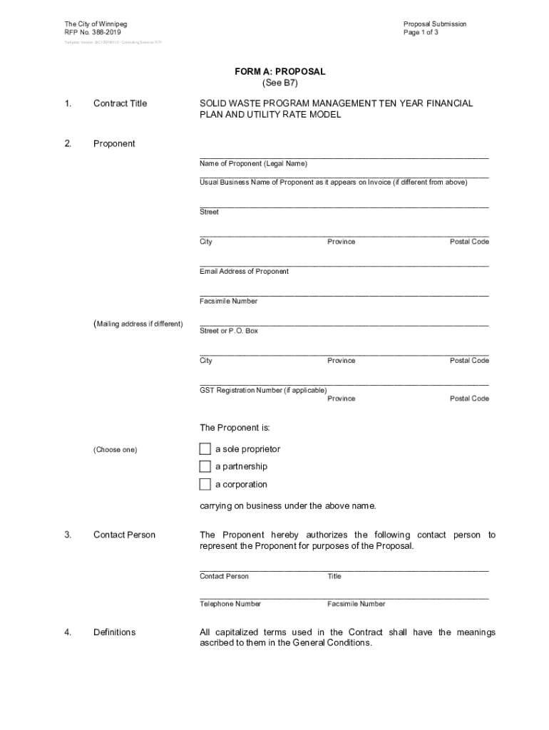 Fillable Online PROPOSAL (See B7) 1. Contract Title SOLID WASTE ... Fax ...