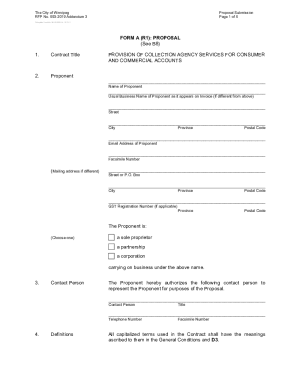 Fillable Online FORM A (R1): PROPOSAL (See B8) 1. Contract Title ...