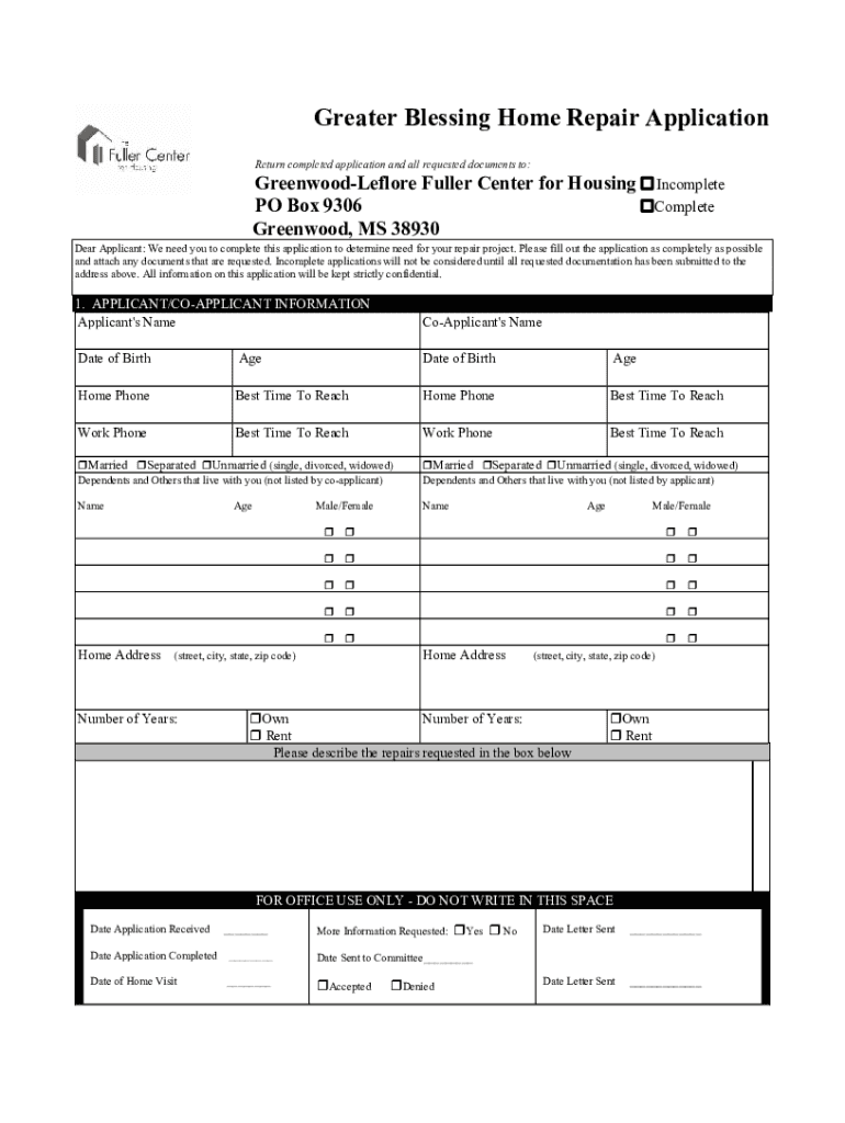 Fillable Online fullercenter.orgmanual-greater-blessingManual: Greater ...