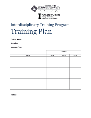 Fillable Online CDHD Interdisciplinary Training Program Training Plan ...