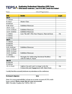 Fillable Online Continuing Professional Education (CPE) Form Fax Email ...
