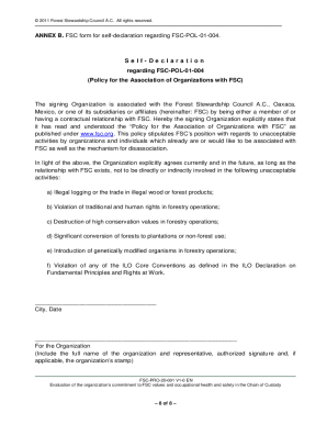 Fillable Online dk fsc ANNEX B. FSC form for self-declaration regarding ...