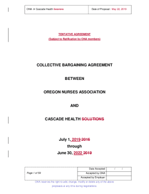 Fillable Online TENTATIVE AGREEMENT (Subject to Ratification by ONA ...